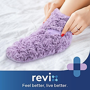 REVIX Microwavable Booties and Hot Feet Warmers for Women & Men,Heated Foot Warmer with Flaxseed Moist Heat Therapy for Foot Ankle, Cold Feet, Purple, S/M