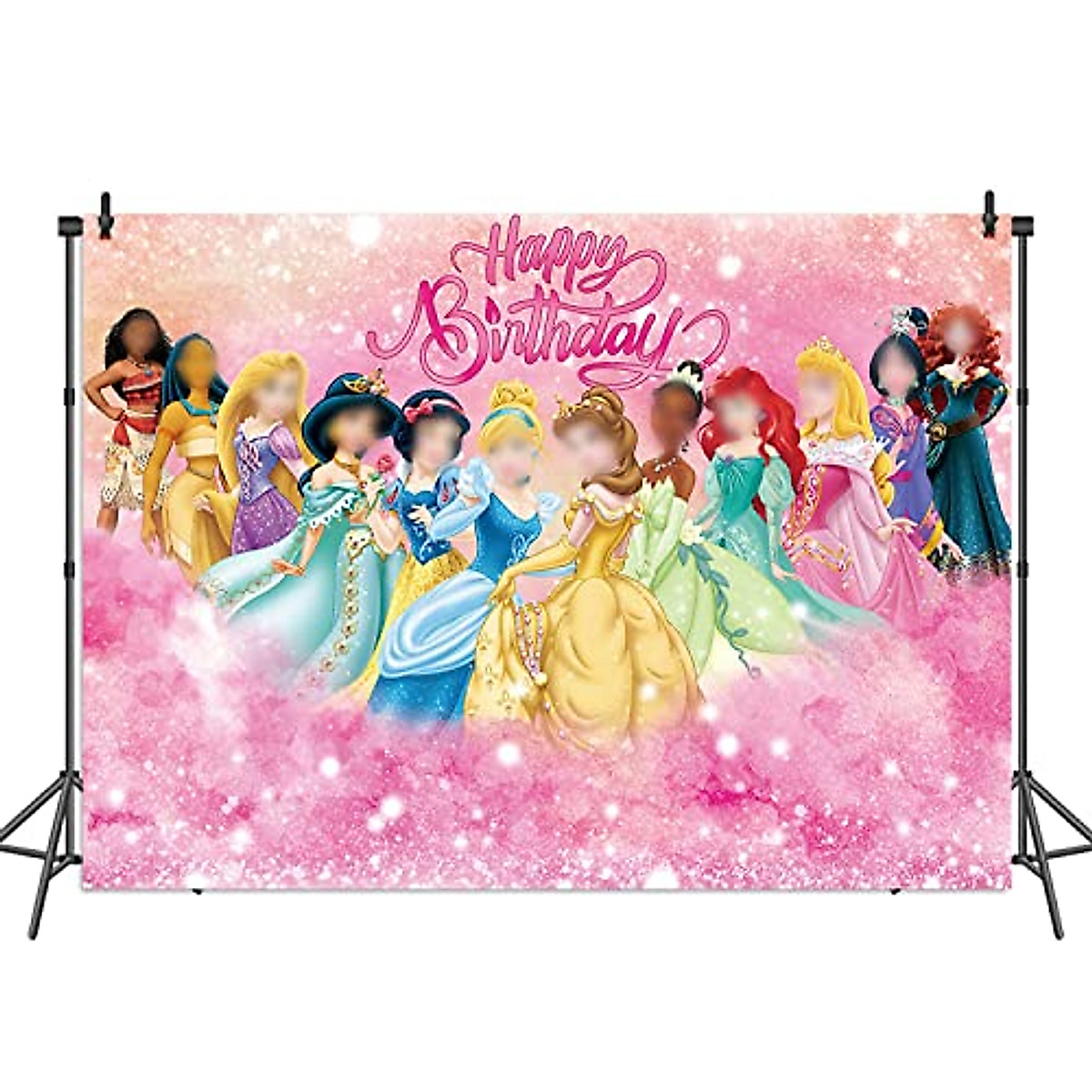 Pink Princess Backdrop for Birthday Party Princess Photography Background Princess Party Decorations for Girls Kids Baby Shower Cake Table Banner Photo Booth Props 7x5FT