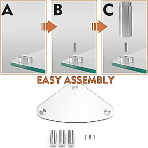 Hemudu Clear Glass Computer Monitor Riser / Triangle Desktop Universal Corner Stand for Computer Monitor & Laptop HD01T-003