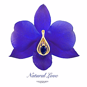 Gem Stone King 10K Yellow Gold Blue Sapphire and White Diamond Teardrop Pendant Necklace For Women (0.55 Cttw, Gemstone September Birthstone, Oval 6X4MM, with 18 Inch Chain)