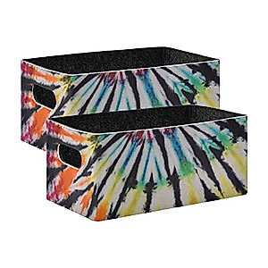 Colorful Tie Dye Storage Basket Felt Storage Bin Collapsible Nursery Baskets Foldable Felt Cube Organizer for Pet Supplies Magazine