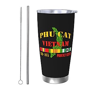 Biaomn Phu Cat Vietnam Veteran Stainless Steel Tumbler Vacuum Insulated Travel Tumbler With Lid Coffee Mug Car Cup For Home Office Outdoor 20oz