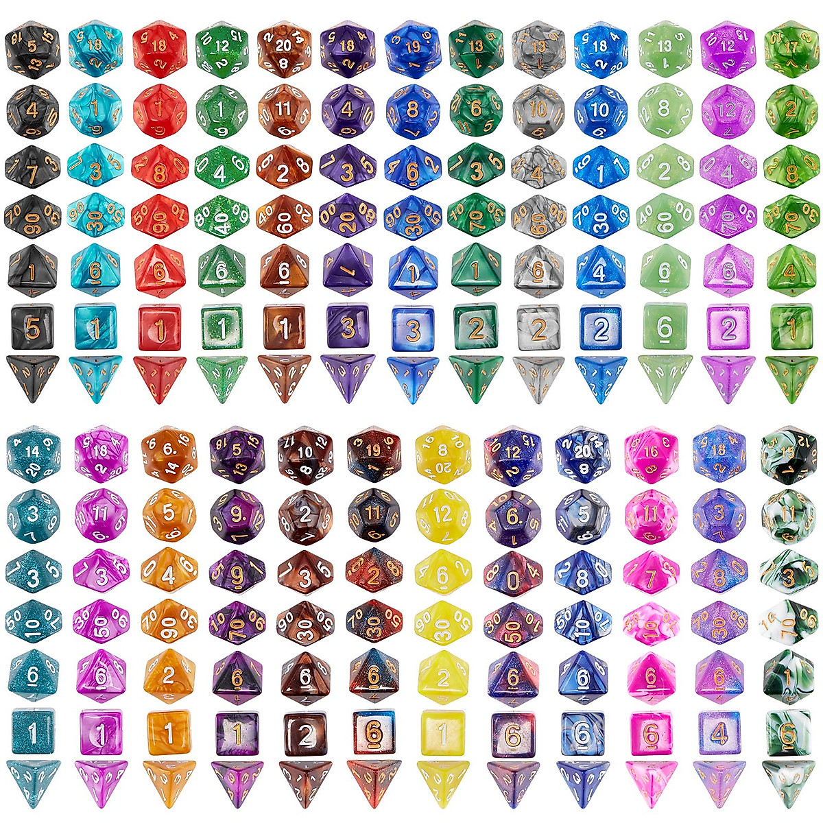 Surhugvy DND Dice Set, 25 X 7 Polyhedral Dice for Dungeons and Dragons DND RPG MTG Table Game with 1 Large Flannel Bag 175 Pieces