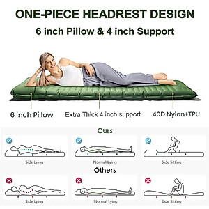 YEAKYARD Self Inflating Sleeping Pad for Camping, 4" Ultra-Thick Camping Mattress with Pillow Built-in Foot Pump Camping Sleeping pad for Backpacking, Hiking, Portable Camping Pad