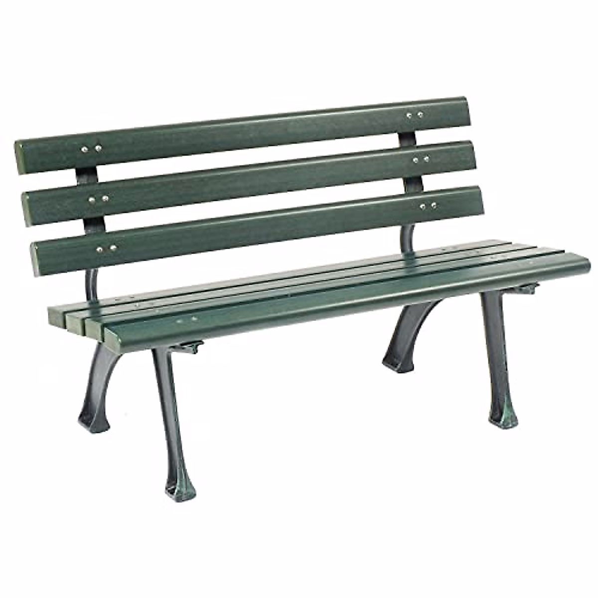 Global Industrial 4'L Park Bench with Backrest, Recylced Plastic, Green