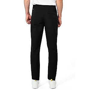 MELOO Men's Golf Dress Pants - Stretch Slim Fit Slacks Water Resistant Work Casual Trousers Pockets Black Size M