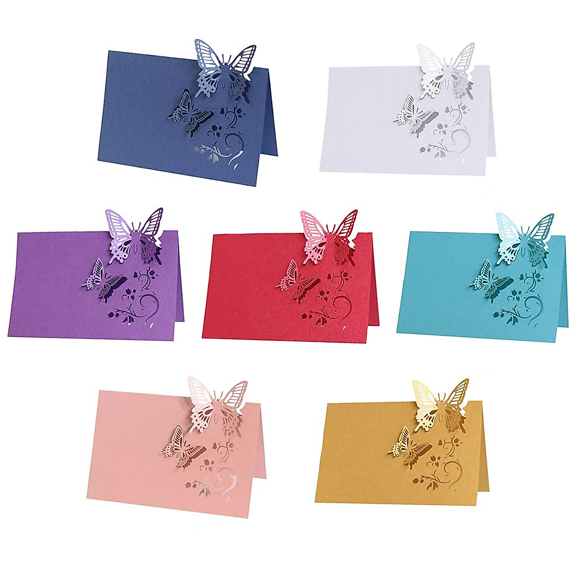 50PCS Hollow Butterfly Table Place Cards, Name Place Cards for Table Setting, Seating Place Cards Banquet Seat Cards Name Cards Wedding Place Cards for Table, Dinner Parties, 3.5 x 2.4 Inch