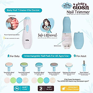 Baby Nail Trimmer File Electric - [Upgraded] Safe Nail Clippers with 12 Units Gift for Newborn Toddler Kids or Women Toes and Fingernails, Care, Polish and Trim, AA Battery Operated (Not Include)