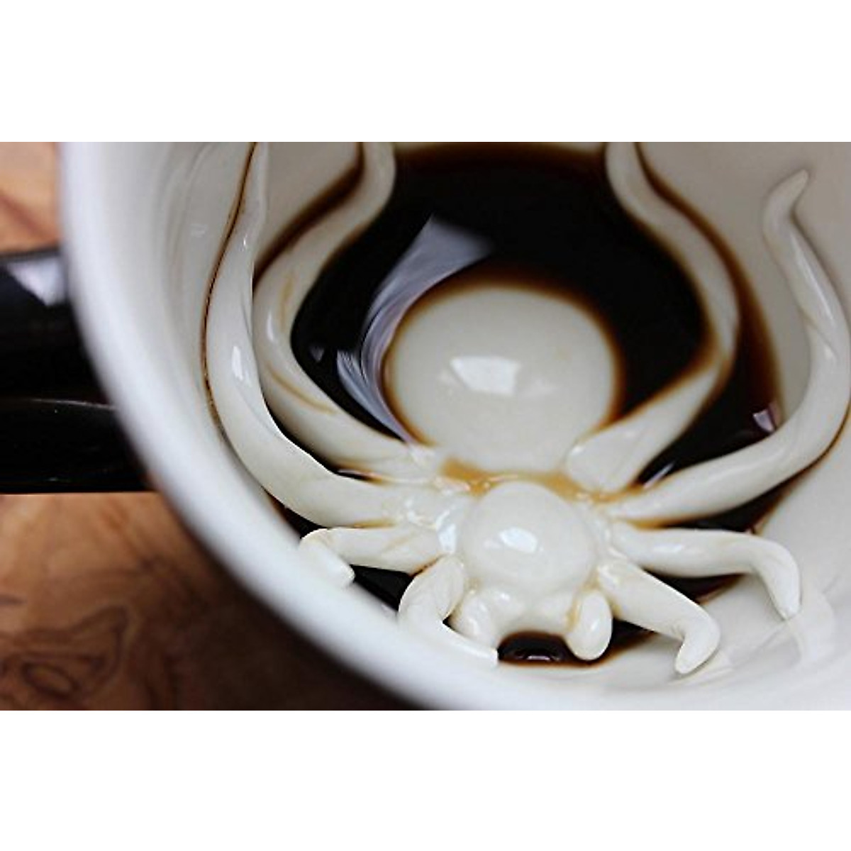Creature Cups Spider Ceramic Cup (11 Ounce, Black Exterior) - Creepy Cups - Hidden Animal Inside Mug - Birthday, Halloween, Spooky Gift for Coffee & Tea Lovers