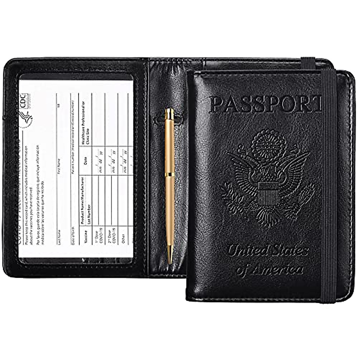 HerriaT Passport Holder Cover Case RFID Blocking Travel Wallet Card Case for Women Man(Black)