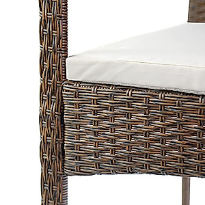 Amazon Brand - Ravenna Home Set of 2 Coastal Outdoor Patio Dining Chairs with Cushion, Weather-Resistant PE Rattan Wicker - Brown