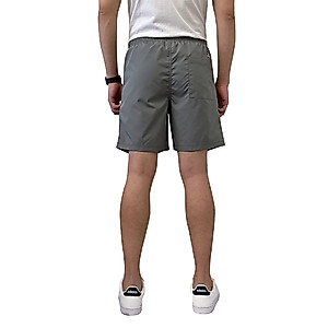 Southpole Men's Quick-Dry Water Resistant Nylon Shorts Inseam 7", Grey, Small
