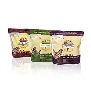 Steve's Real Food Raw Freeze Dried Dog Food Assorted Flavors- 3 Packs of 1.25 lb Bags of High Protein Dog Food in Chicken, Beef, and Turkenduck Flavors - 100% Natural USDA Human Grade Ingredients