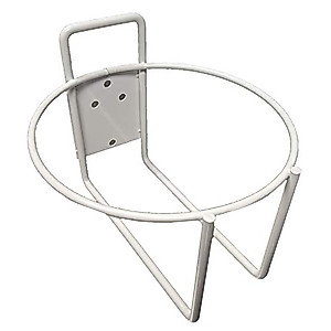 Wall Mounted Gallon Jug Holder w/ Hardware Included | Heavy Duty Steel Frame & Bracket USA Made | Round Bottle Hand Sanitizer, Soap, Detergent & Garage Storage Rack | Powder Coated White