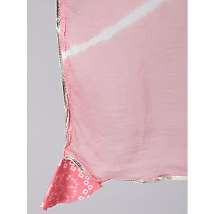 DREAMANGEL FASHION Womens Party Wear Pure Cotton Anarkali Kurta and Palazzo With Dupatta (as1, alpha, s, regular, regular, Pink, Small)