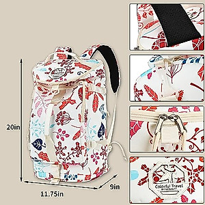 Floral Gym Duffle Bag Backpack 4 ways for Women Waterproof with Shoes Compartment for travel Sport Hiking laptop Lightweight, Kalesi XL