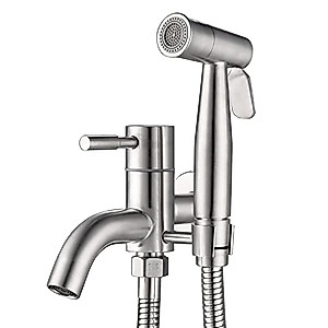 MINJING Bidet Sprayer Brushed, High Pressure Bathroom Hand Sprayer Kit, 2 Modes Sprayer, Stainless Steel Bidet Sprayer for Toilet, Cold Water Bidet Faucet