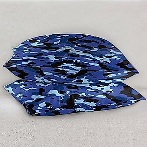 Blue Abstract Camouflage Camo Satin Pillow Cases Silk Satin Pillowcase for Hair and Skin Standard Set of 2 Super Soft Silk Pillowcase with Envelope Closure (20x26 in)