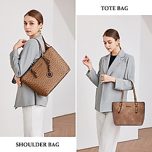 Montana West Tote Bag for Women Vegan Leather Purse and Handbags Set Embossed Collection Purse 2Pcs Set Brown MWC2-G049BR