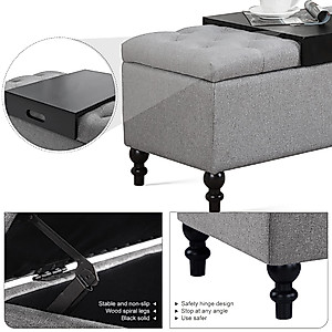 kinmars Ottoman with Storage for Bedroom End of Bed Storage Bench,51-inch Large Upholstered Storage Ottoman for Bedroom and Living Room (Grey-tp)