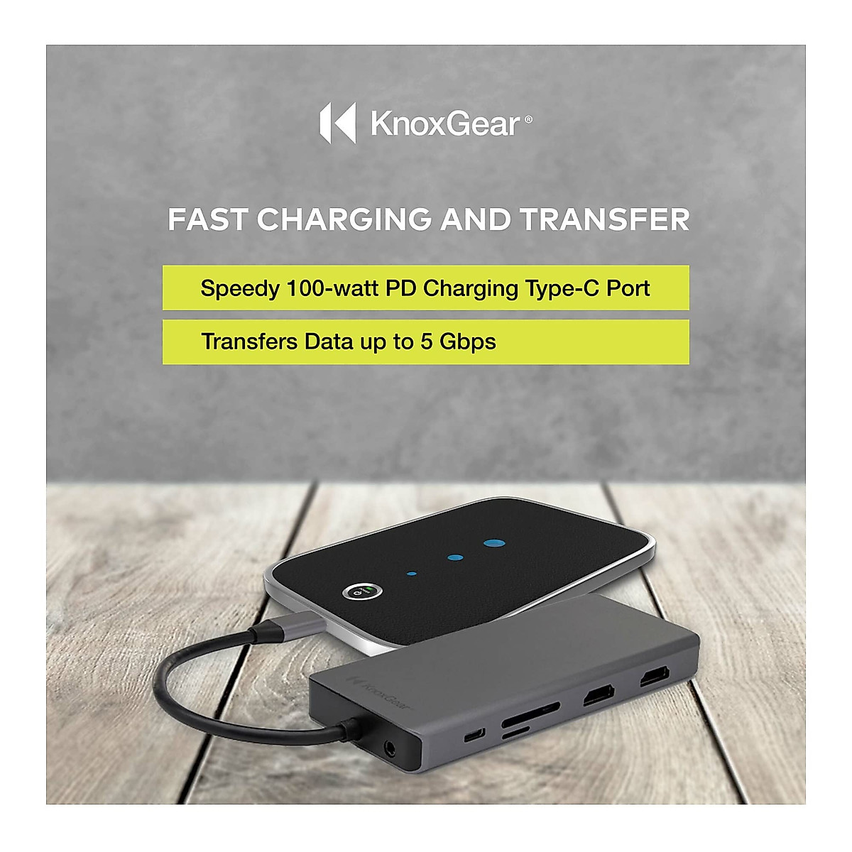 Knox Gear Kernel 13-in-1 USB-C Power Delivery Charging Port Hub, USB C Hub, 2 HDMI Ports, SD and MicroSD Card Slots, Data Transfer Rate of 5 Gbps, Multiport Adapter Compatible with Mac and PC Devices