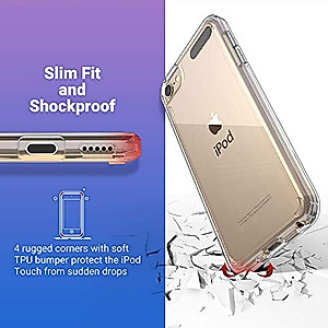 ULAK Compatible with iPod Touch 7 Case Clear, iPod Touch 6 Touch 5 Case with 2 Screen Protectors, [Anti-Yellowing] Slim Soft TPU Bumper Hard Cover for iPod Touch 5th /6th /7th Generation, Clear