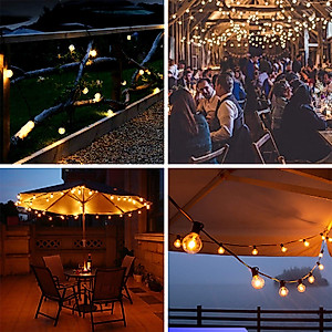 UC Outdoor String Lights, 30Pcs G40 Bulbs Globe Solar String Lights Waterproof Patio Decorative String Lights Outdoor with Remote for Backyard Garden Cafe Bistro Wedding Party,Warm White