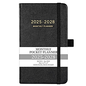 2023-2026 Pocket Planner - Monthly Pocket Planner (36-Month) with 60 Notes Pages, Jul. 2023 - Jun. 2026, 6.2" x 4", 3 Year Monthly Planner with Contacts, Holidays and Pen Holder, Back Pocket with Thick Paper - Black