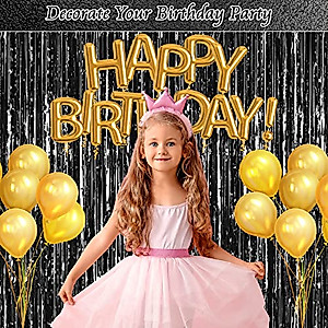 6 Pack Black Foil Fringe Curtains Party Backdrop, 3.28 x 8.2 ft Metallic Foil Tinsel Fringe Backdrop Door Fringe for Photo Wedding Birthday Bridal Showers Graduation Theme Party Decorations