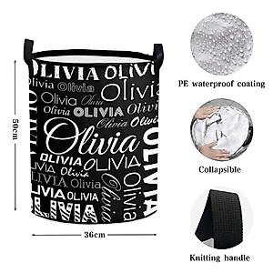 Custom Laundry Basket Personalized Collapsible Laundry Hamper with Name Customized Dirty Clothes Storage Basket with Handle for Bedroom（Style 08）