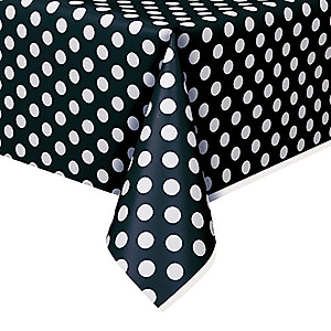 Black Dots Rectangular Plastic Table Cover (54" x 108") 1 Count - Elegant Design & Premium Quality, Ideal For Parties, Events & Everyday Use