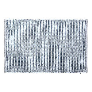 Contemporary Home Living 2' x 3' Steel Blue and White Diamond Cabana Recycled Yarn Rug