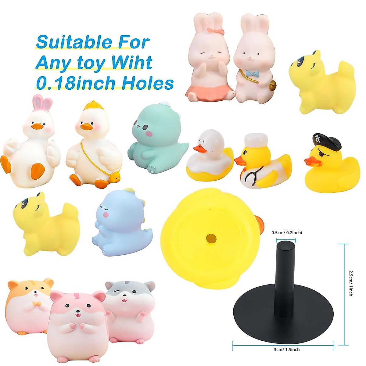 15pcs Duck Plug-Rubber Duck Mount-Plastic Duck Plug Holder for Jeep Dash Rubber Duck Holder for Dispaly Jeep Ducking Gifts(Excluding Rubber Duck) Self Adhesive