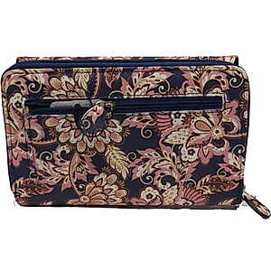 MUNDI Women's Vegan Faux Leather MY BIG FAT WALLET Flap RFID Clutch Ladies i656x (Blue Floral)