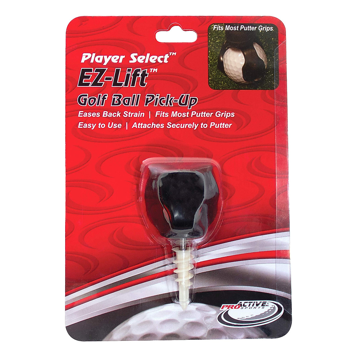 ProActive Sports Player Select EZ-Lift Golf Ball Pick-Up Grabber Claw – Screws into Putter Grip
