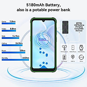 Rugged Unlocked Phones, Blackview BV5200 Pro (2023New) Android Phone, 7GB+64GB/1TB Extension Unlocked Cell Phone, Android 12 Smartphone, ArcSoft® 13MP, 6.1''HD+,Face ID,NFC, 5180mAh Battery,Glove Mode