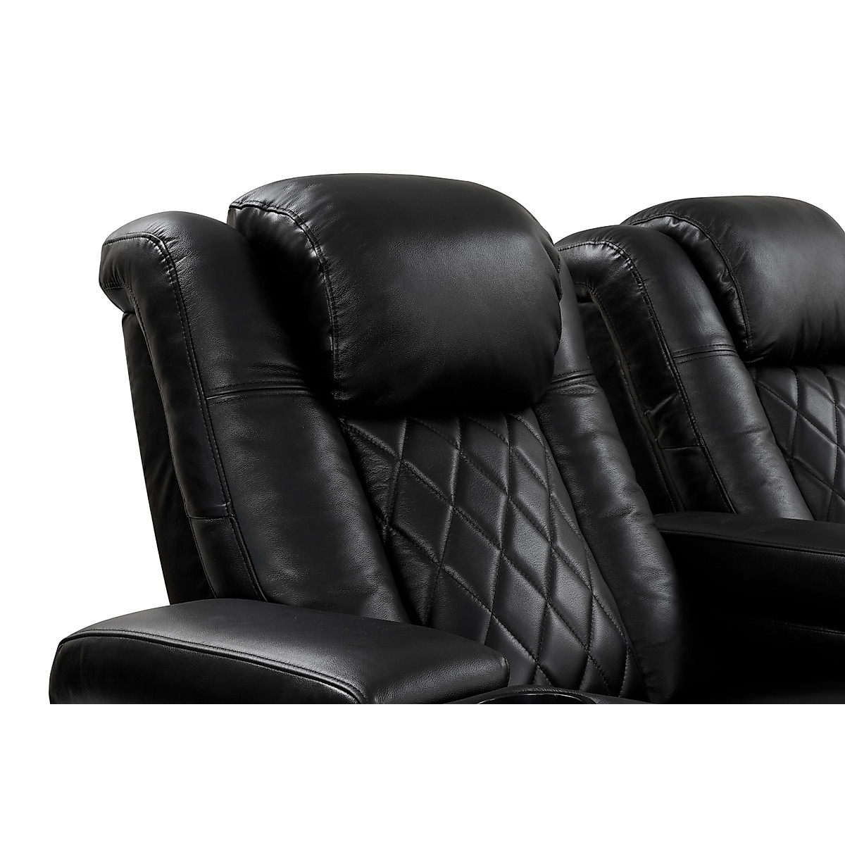 Valencia Tuscany Home Theater Seating | Premium Top Grain Italian Nappa 11000 Leather, Power Reclining, Power Lumbar Support, Power Headrest (Row of 4, Black)
