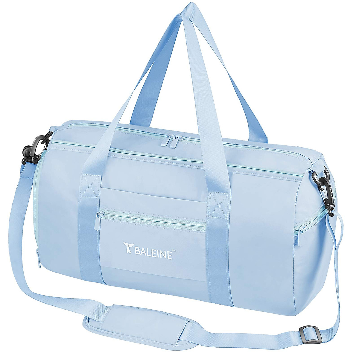 BALEINE Gym Bag for Women and Men, Duffel Bag for Sports, Gyms and Weekend Getaway, Waterproof Dufflebag with Shoe and Wet Clothes Compartments, Lightweight Carryon Gymbag (Azure)