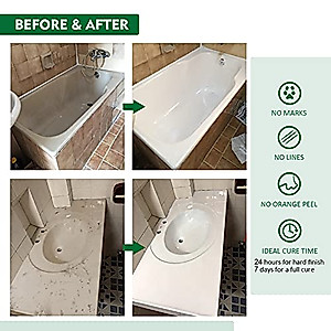 NADAMOO Tub and Tile Refinishing Kit (1kg / 35 oz, with tools, White), DIY Bathtub Sink Reglaze Kit Countertop Resurface Paint for Bathroom Kitchen Porcelain Fiberglass, Semi-matte White Coat