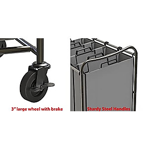 Simple Houseware 4-Bag Heavy Duty Laundry Sorter Rolling Cart, Dark Grey
