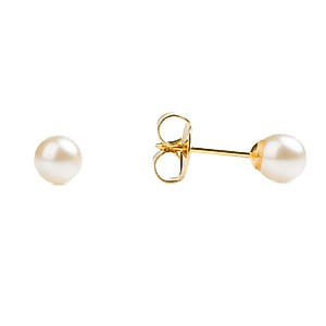 STUDEX Sensitive White Pearl Stud Earrings 5mm | Hypoallergenic and Nickel Safe for Sensitive Ears | Gold Plated Posts | High Fashion Earrings for Women and Men-PR-675-S