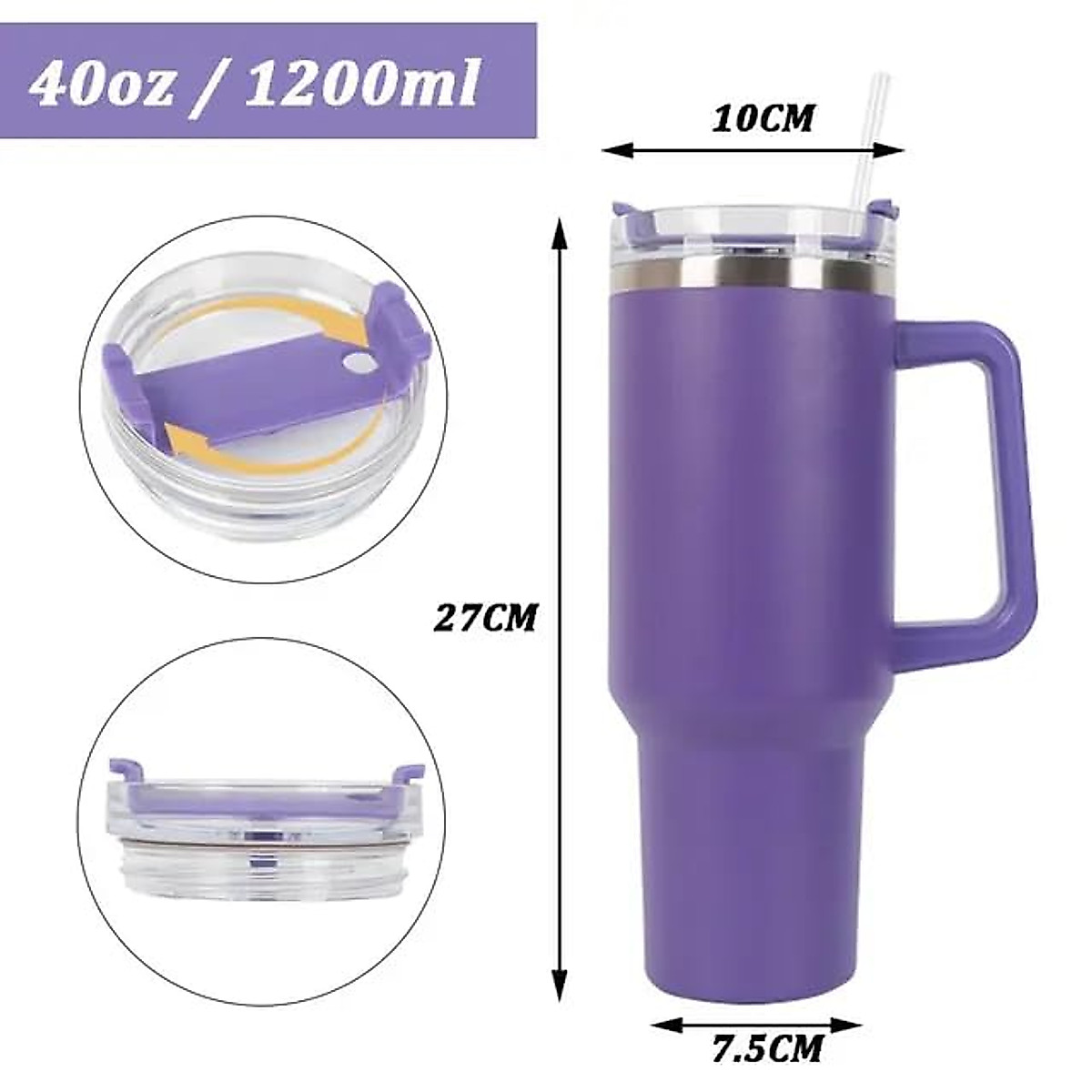 Tumbler With Lid And Straw 40 Oz,Insulated Tumblers, Travel Water Bottle, Trending Cups For Women & Men, Great Travel Gifts For Her & Him 3d Lilac