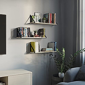 Wallniture Bora Floating Shelves for Wall Storage, 24"x6" Floating Bookshelf Set of 3, Natural Wood Wall Shelves for Living Room, Bedroom, Bathroom, Kitchen