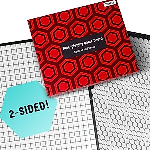 The Authentic Role-Playing Game Board by Hexers, Mat Alternative, Compatible with Dungeons and Dragons D&D DND Pathfinder RPG, 27x23 inches, 1 inch Square and Hexes Battle Grid, Foldable & Dry Erase