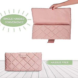 Portable Travel Baby Changing Pad, Soft Large Quilted Padded Foldable Wipeable Waterproof Changing Mats, for Infant Newborn & Toddlers Home Travel Outside (Dusty Pink)