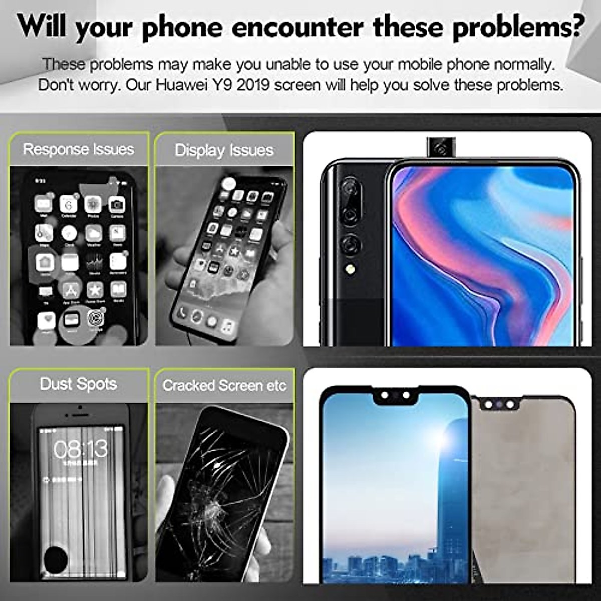 Ocolor Screen for Huawei Y9 2019 Enjoy 9 Plus Screen Replacement for Huawei Y9 2019 JKM-LX1 JKM-LX2 JKM-LX3 LCD Display Touch Digitizer Assembly