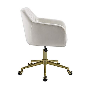 Linon White Quilted Brooklyn Office Chair, Metal