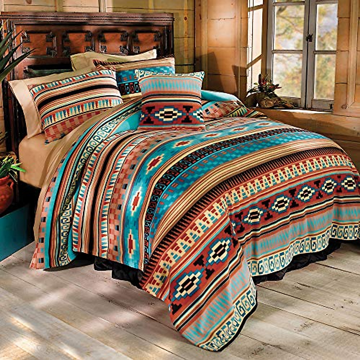 Bits and Pieces - Mesa Fleece Blanket Bedding - Southwestern Character Whisper-Weight Fleece - Twin Size - Super-Soft Reversible Carefree Polyester - Easy Care Machine Washable