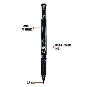 INC R2 ROLLERBALL 0.7 MM Tip Medium Point 12 Count Comfort Grip R-2 Roller ball Pens with Free Flowing Liquid Ink for Smooth Writing, Premium Black Ink Pens for Home, School or Office