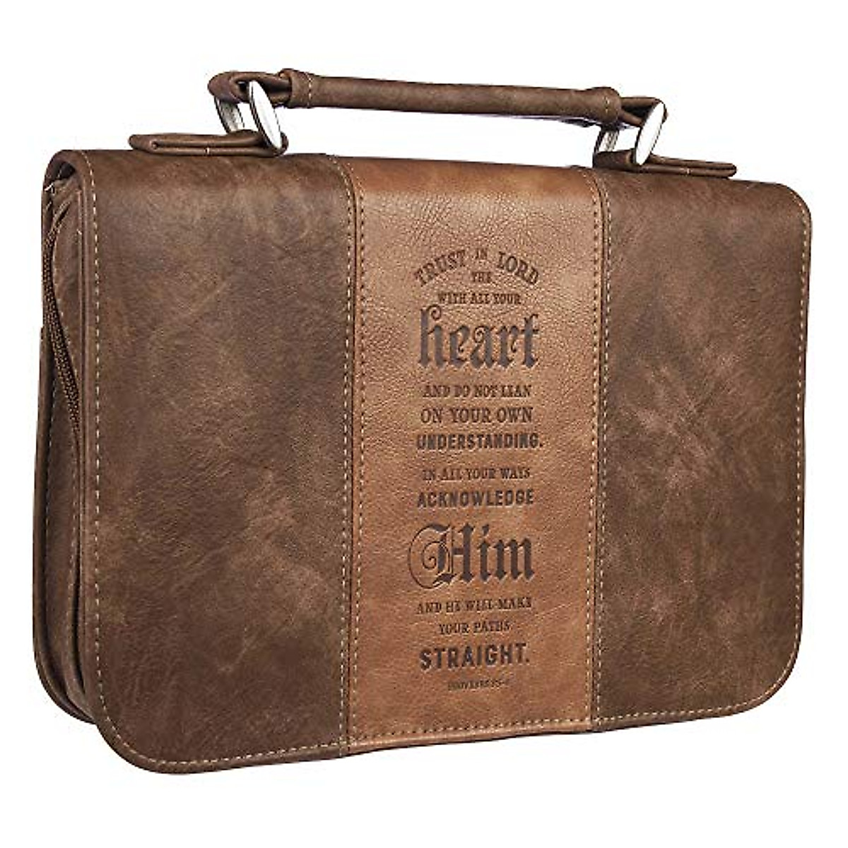 Christian Art Gifts Men's Classic Bible Cover Trust in The Lord Proverbs 3:5, Brown Faux Leather, Large